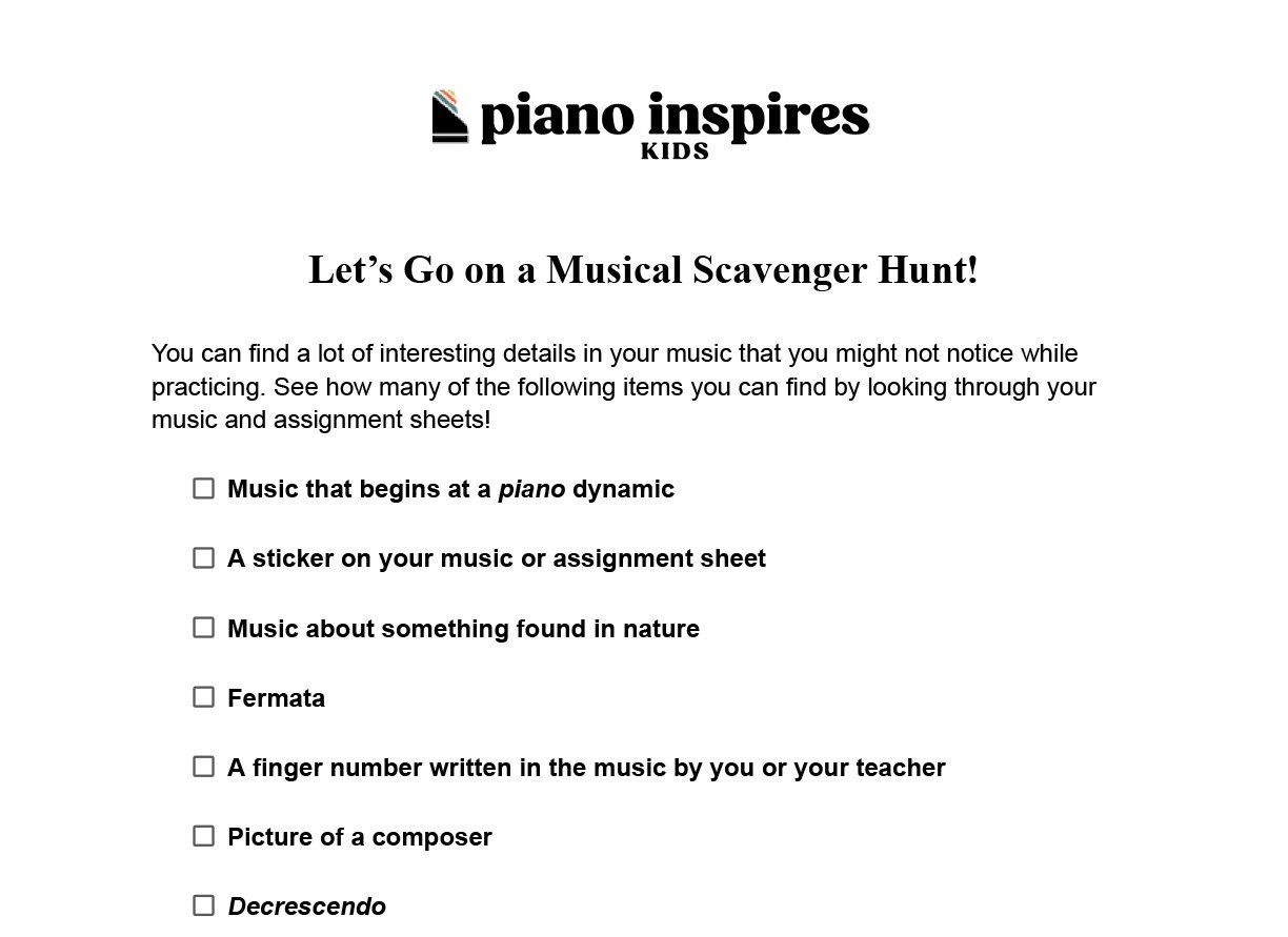 Activities - Piano Inspires Kids